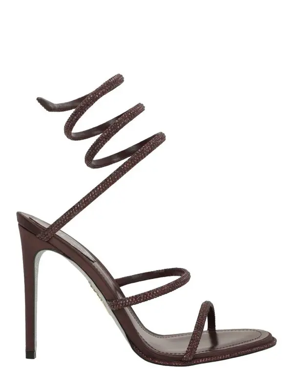 Rene Caovilla Silver Crystal Embellished Strappy Sandals - Multicolor
