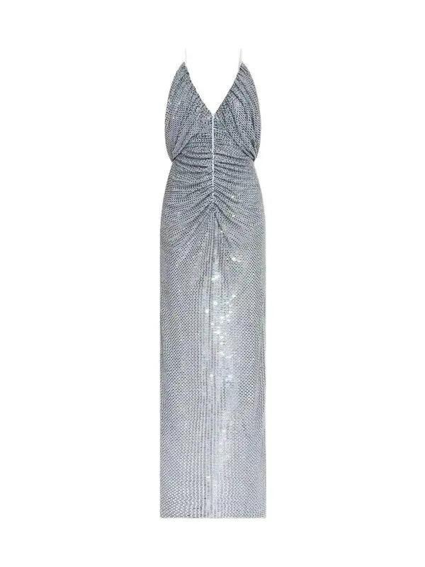 SELF-PORTRAIT Rhinestone Mesh Maxi Dress - Multicolor