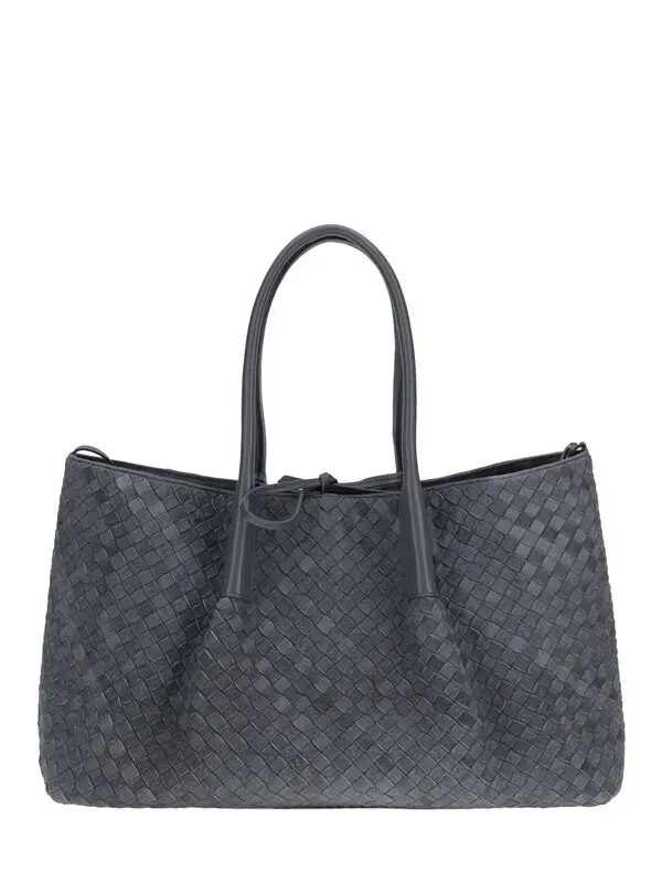 Bottega Veneta Pinacoteca Large Woven Leather Shoulder Bag - Blue