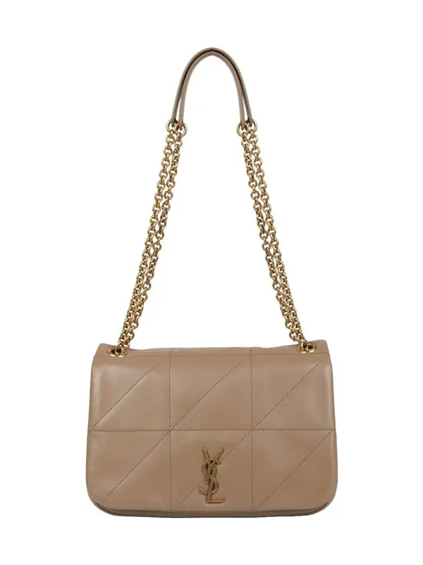 Saint Laurent Quilted Leather Shoulder Bag With Chain Strap - Cream
