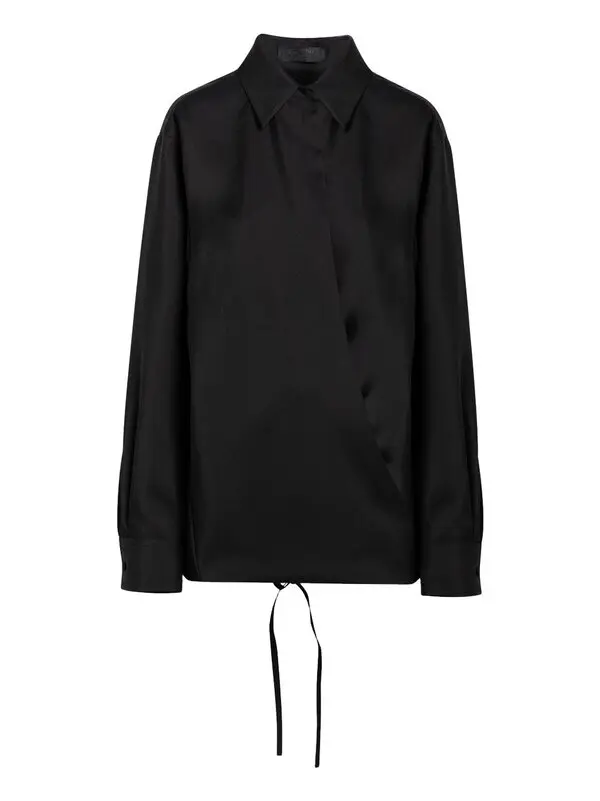Valentino Garavani Wool, Mohair, And Silk Shirt With Drawstring - Black