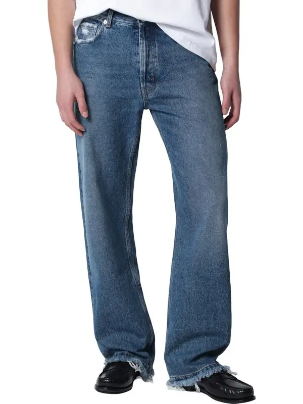 Séfr Frayed Cut Jeans With Fringed Pockets - Blue