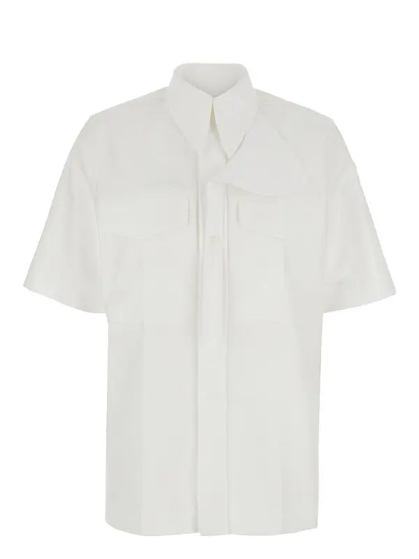 Bottega Veneta Cotton Shirt With Adjustable Drawstring Collar - Multicolor