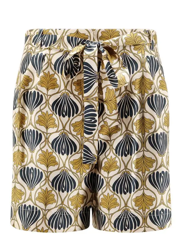 Max Mara Printed Silk Shorts - Yellow