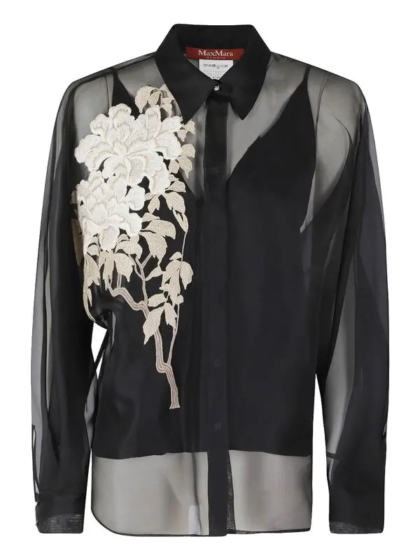 Max Mara Embroidered Sheer Shirt - Black