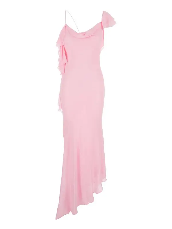 SELF-PORTRAIT Georgette Ruffle Long Dress - Multicolor