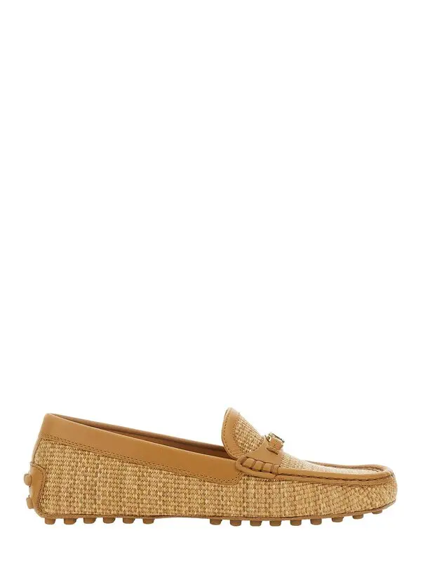 TOD'S Raffia Loafers With Rounded Toe - Multicolor