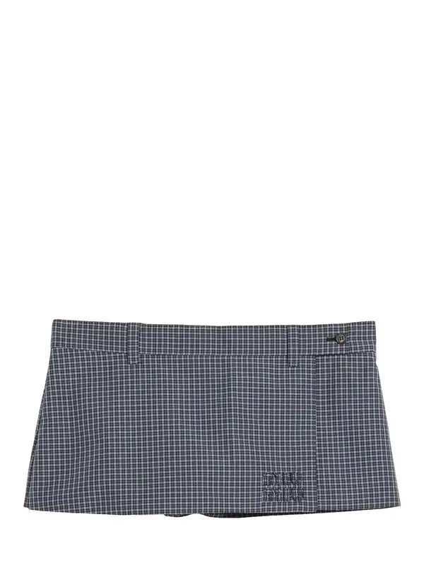Miu Miu Tech Check Mini Skirt - Blue