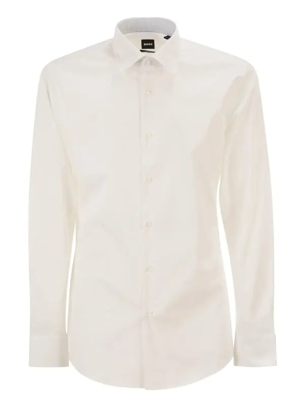 BOSS Slim Fit Shirt In Stretch Cotton Poplin - White