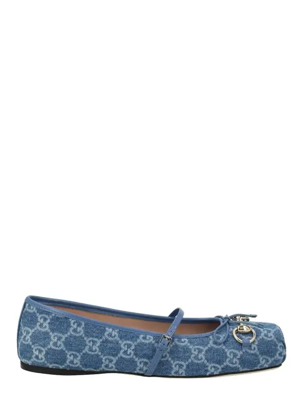 Gucci Ballerina Flats With Horsebit Detail - Blue