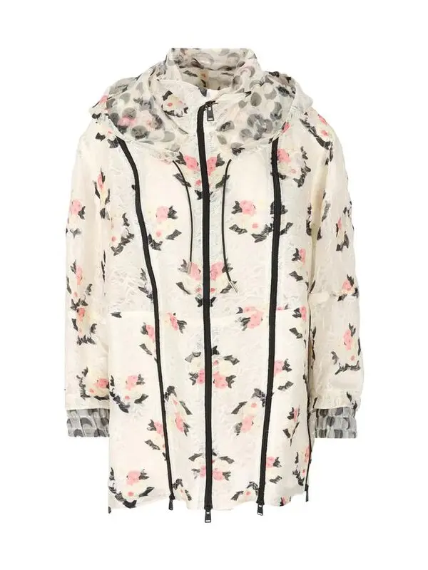 Fendi Floral Print Zip Fastening Hooded Jacket - White
