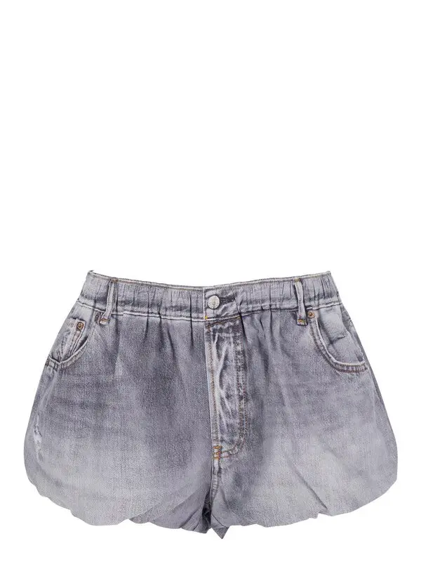 Acne Studios Denim Shorts With Elasticated Waist And Rear Logo Patch - Multicolor