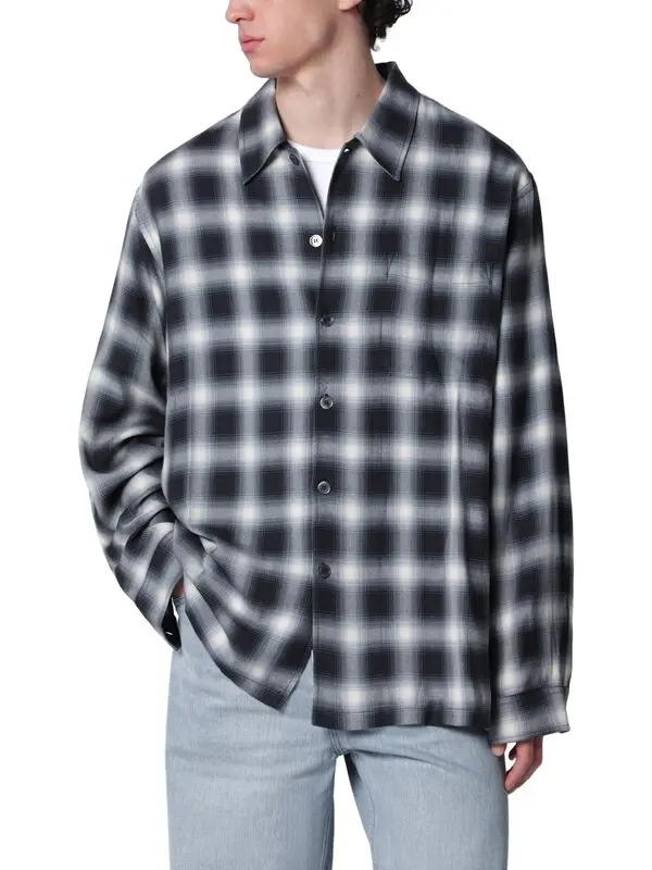 Our Legacy Every Shirt Reno Cowboy Relaxed-fit Checked Viscose Shirt - Black