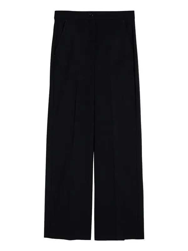 DEPARTMENT 5 Navy Virgin Wool Blend Wide Trousers - Blue