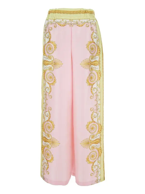 Versace Pants With Elasticated Waist And Baroque Print - Multicolor