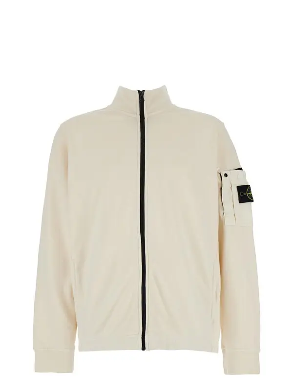 Stone Island Cotton High Neck Sweatshirt With Sleeve Pocket And Logo Patch - Multicolor