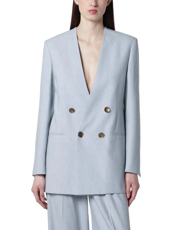 Alberta Ferretti Light Double-breasted Tweed Jacket - Blue
