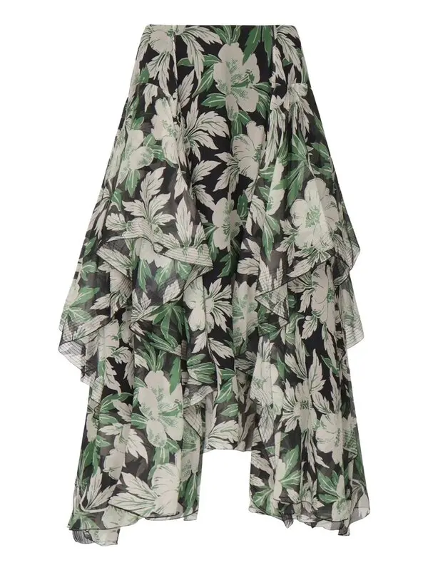 Loewe Silk Skirt With Floral Print - Multicolor