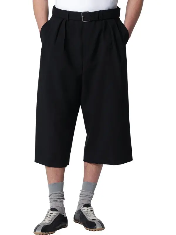 Dries Van Noten Cropped Wide Leg Wool Blend Trousers - Black