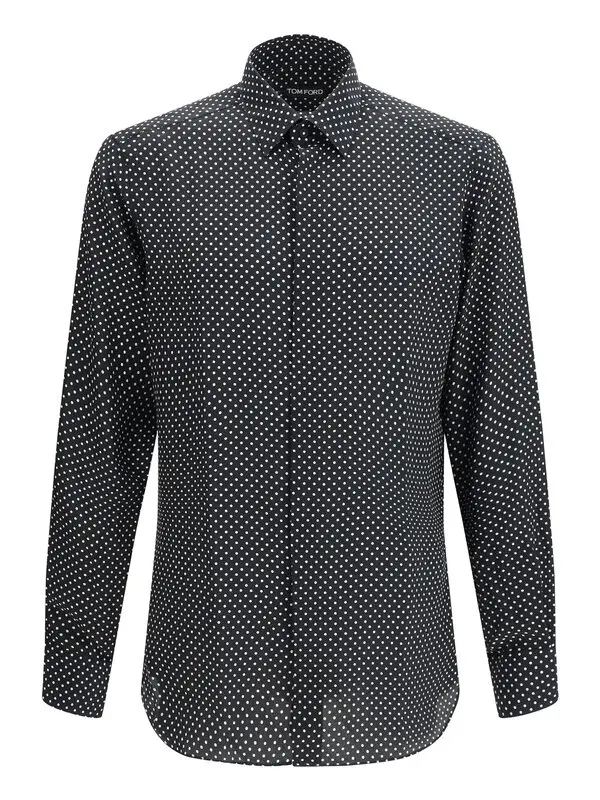 TOM FORD Crepe De Dhine Polka Dot Shirt - Black