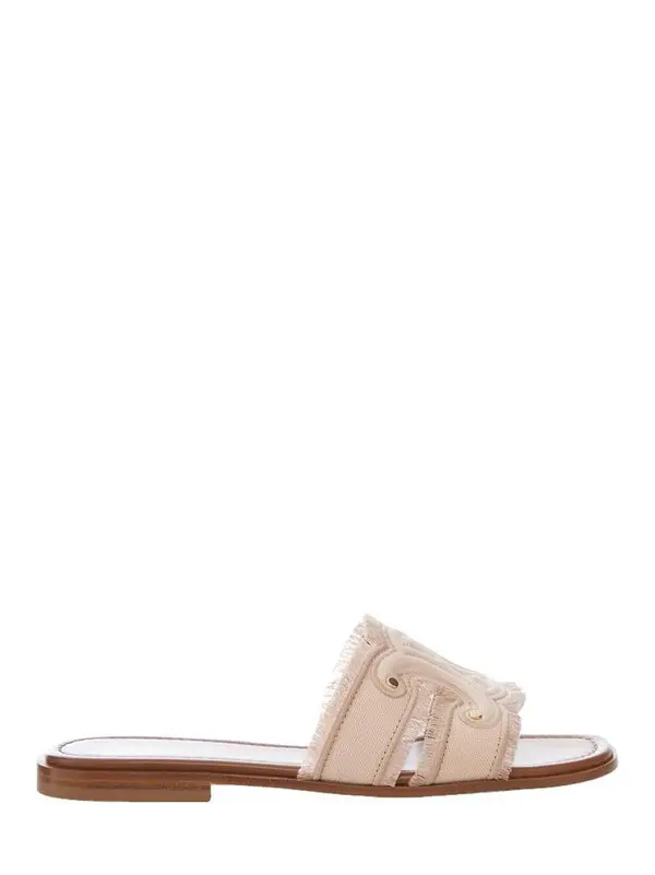Celine Marina Canvas Mules With Fringe - Pink