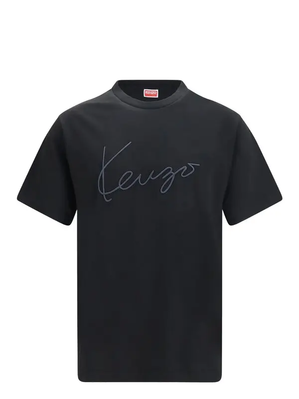 Kenzo Embroidered Signature Cotton T-shirt - Black