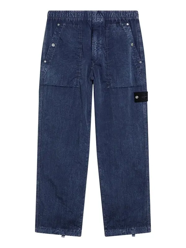Stone Island Loose-fit Fatigue Pants In Compact Nylon - Blue