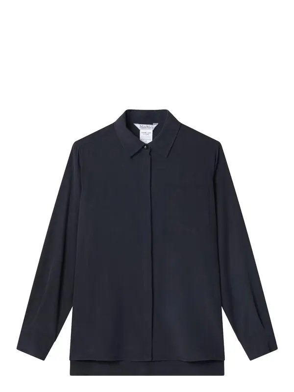 Max Mara Silk Shirt With Classic Collar - Blue