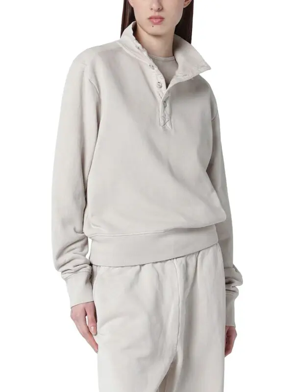 ENTIRE STUDIOS Vintage Cotton High Neck Button-up Sweatshirt - White