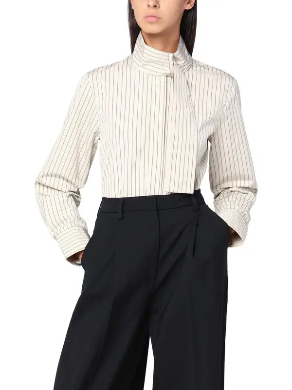 PATOU Striped Shirt With Scarf Collar - White