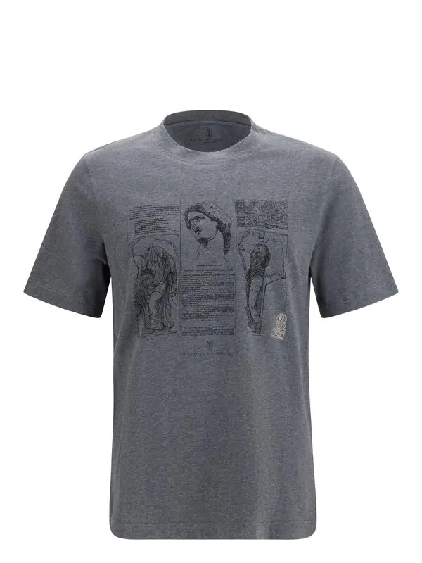 Brunello Cucinelli Cotton Printed T-shirt - Gray