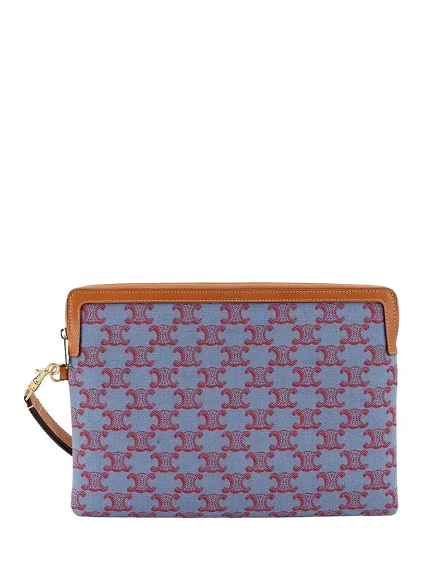 Celine Jacquard Fabric Clutch Bag With All-over Triomphe Motif - Multicolor
