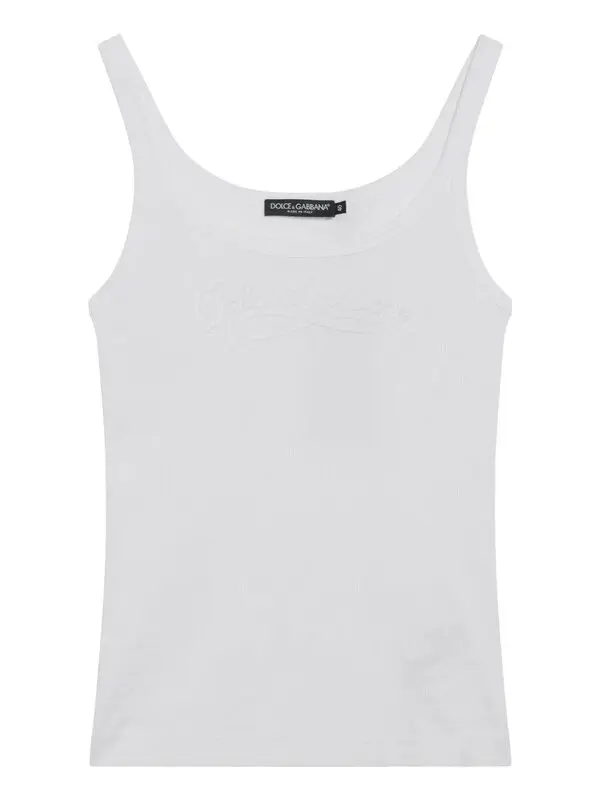 Dolce & Gabbana Tank Top With Logo Embroidery - White