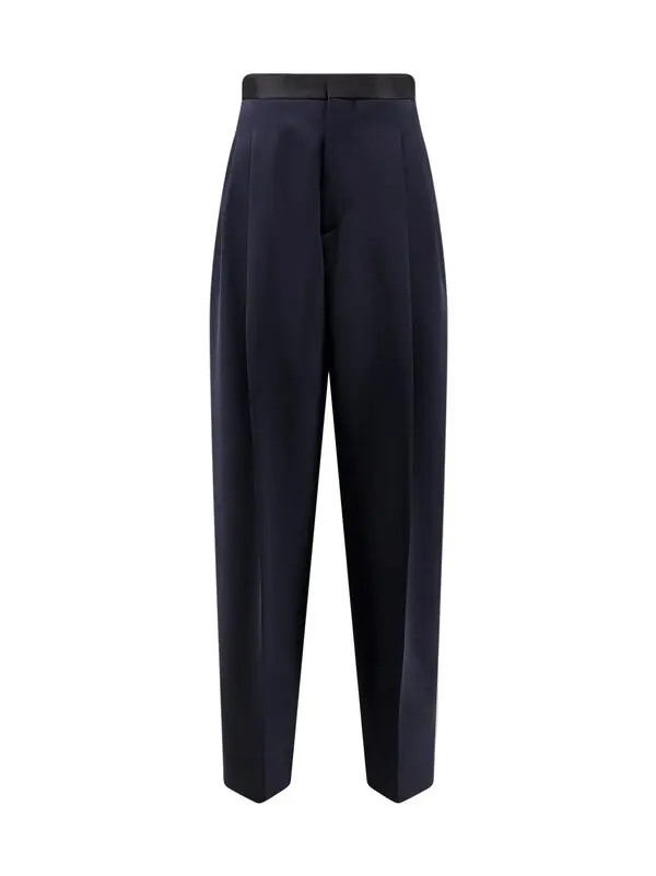 Bottega Veneta Wool Trousers With Satin Waistband - Multicolor