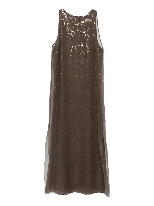 Brunello Cucinelli Silk Embellished Dress - Multicolor