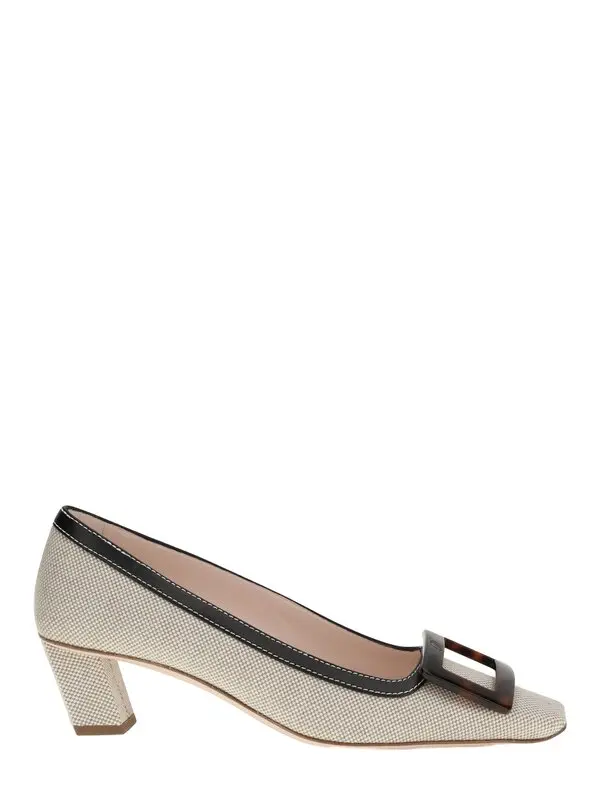 ROGER VIVIER Belle Vivier Pumps With Tortoiseshell Buckle - Cream