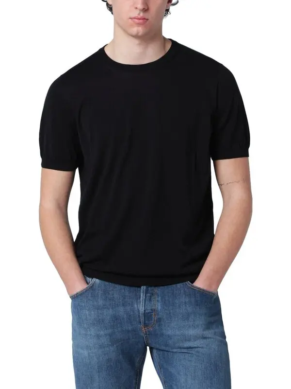 DRUMOHR Crewneck Short Sleeve Sweater - Black