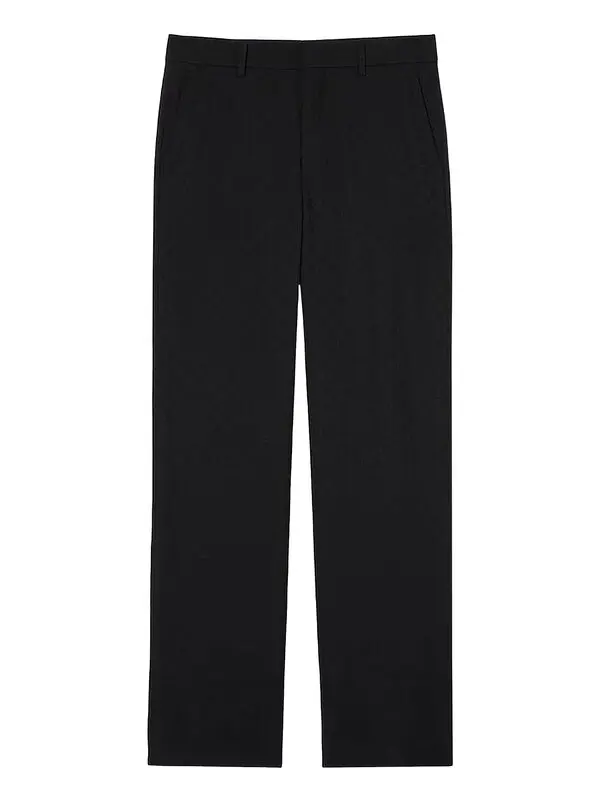 Gucci Wool Trousers With Gg Pattern - Black