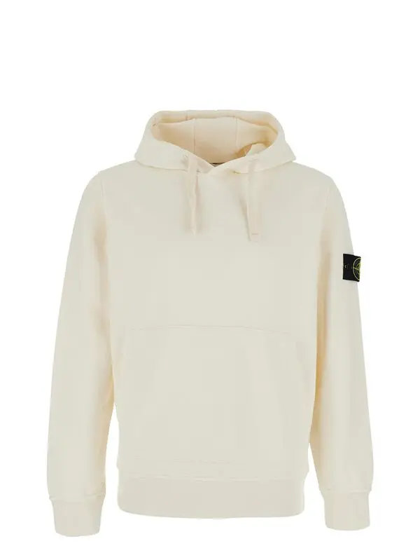 Stone Island Hooded Sweatshirt With Logo Print - White