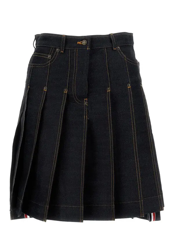 Thom Browne Pleated Denim Skirt - Multicolor
