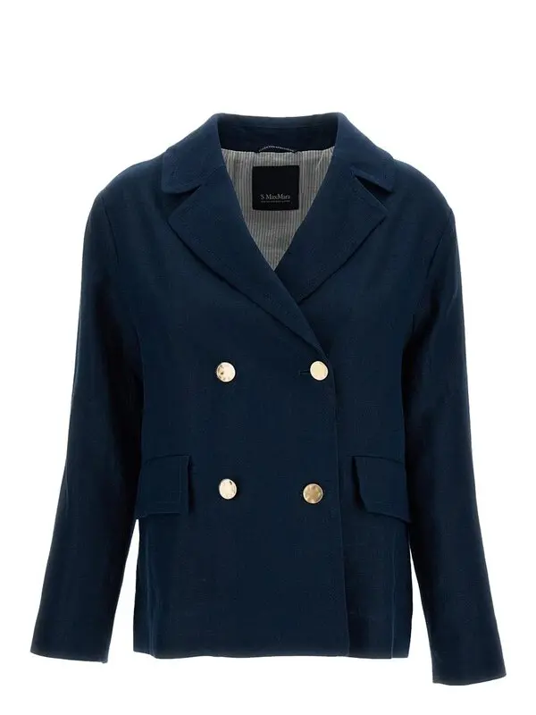 Max Mara Avenue Double Breasted Linen Blazer - Multicolor