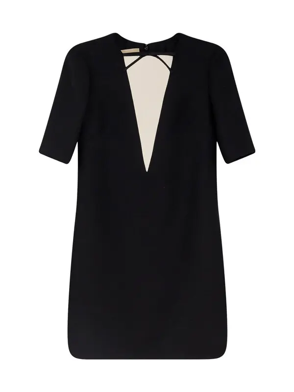 Valentino Garavani Virgin Wool And Silk Mini Dress With Bow Detail - Multicolor