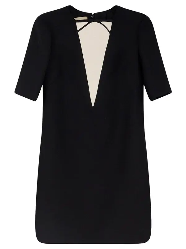 Valentino Garavani Virgin Wool And Silk Mini Dress With Bow Detail - Multicolor