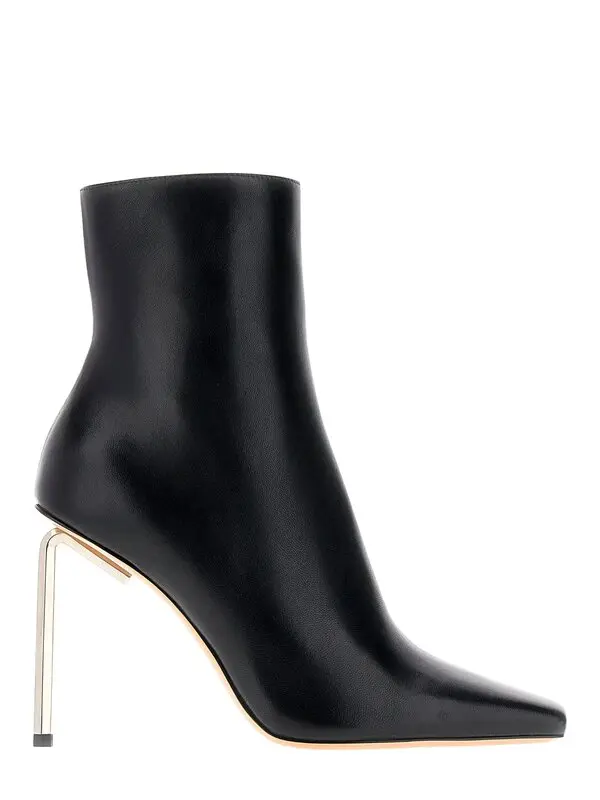 Off-White Black Leather Ankle Boots With Metal Heel - Multicolor