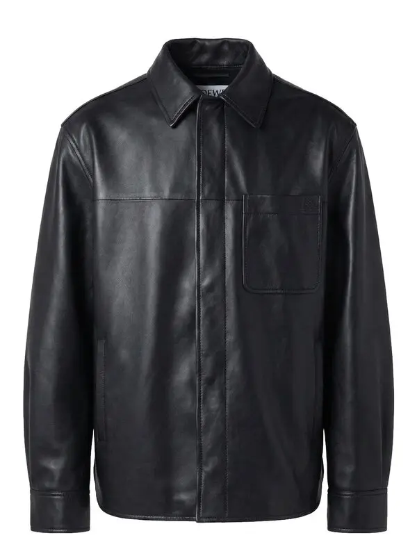 Loewe Leather Overshirt - Black