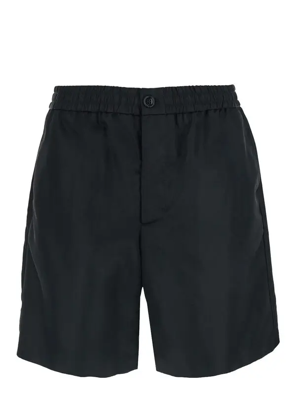 AMI Paris Tech Fabric Elastic Waist Shorts With De Coeur Detail - Multicolor