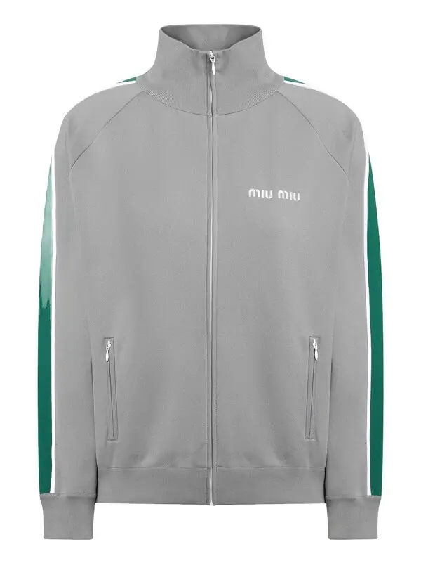 Miu Miu Technical Knit Zip Sweatshirt - Gray