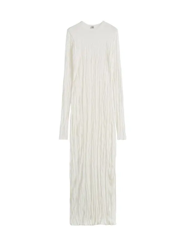 TOTEME Crinkled Long Sleeve Dress - White
