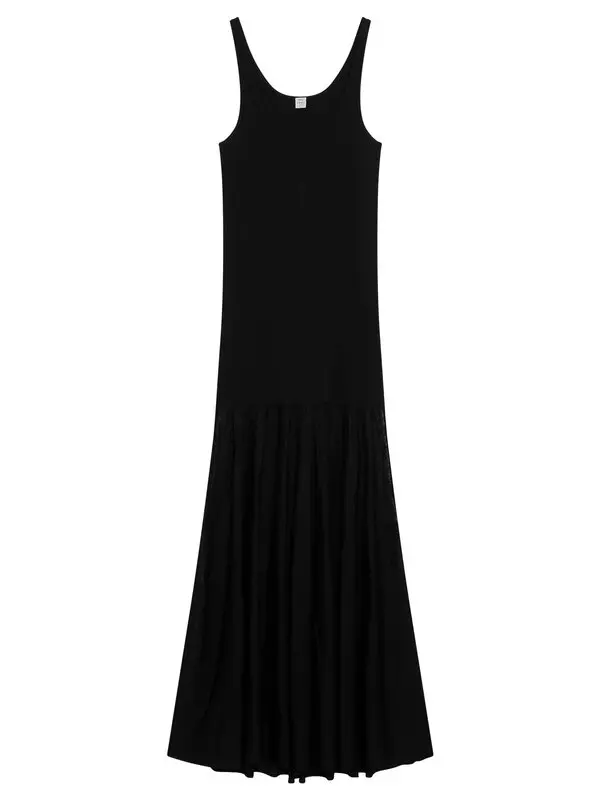 TOTEME Sleeveless Paneled Viscose Knit Maxi Dress - Black