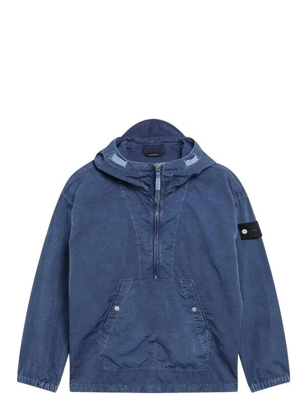 Stone Island Indigo Nylon Half-zip Jacket - Blue